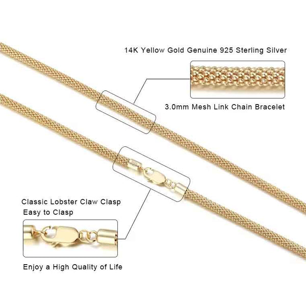 18K Gold Mesh Link Chain (3mm) | FRENELLE Jewellery NZ
