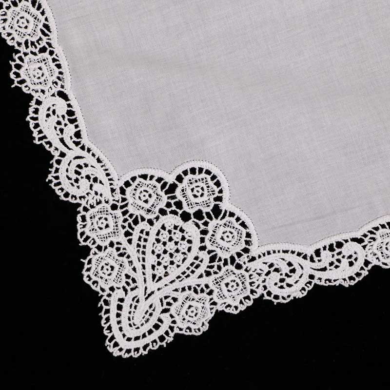 Lace wedding handkerchief in 100 cotton Genevieve