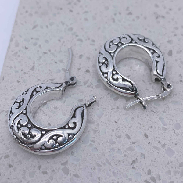 925 Sterling Silver NZ Koru Design Hoop Earrings "Ari"
